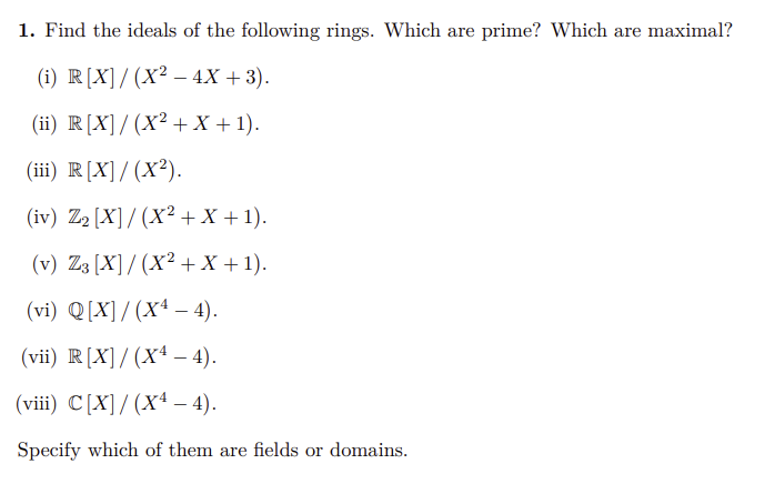 Solved Find the ideals of the following rings. Which are | Chegg.com