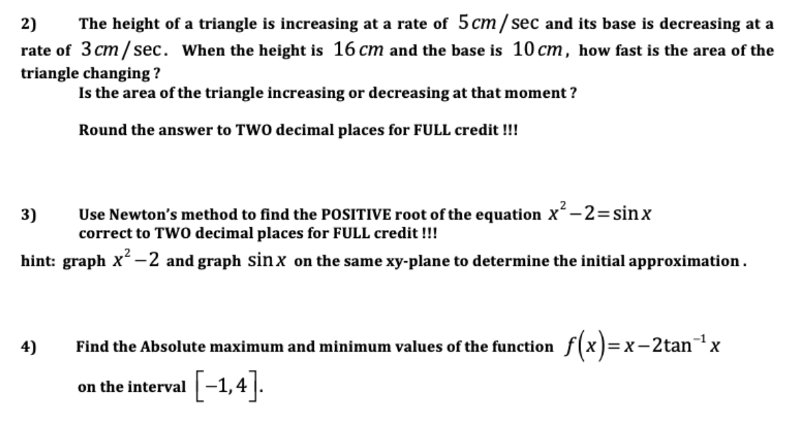 Solved 2) The height of a triangle is increasing at a rate | Chegg.com