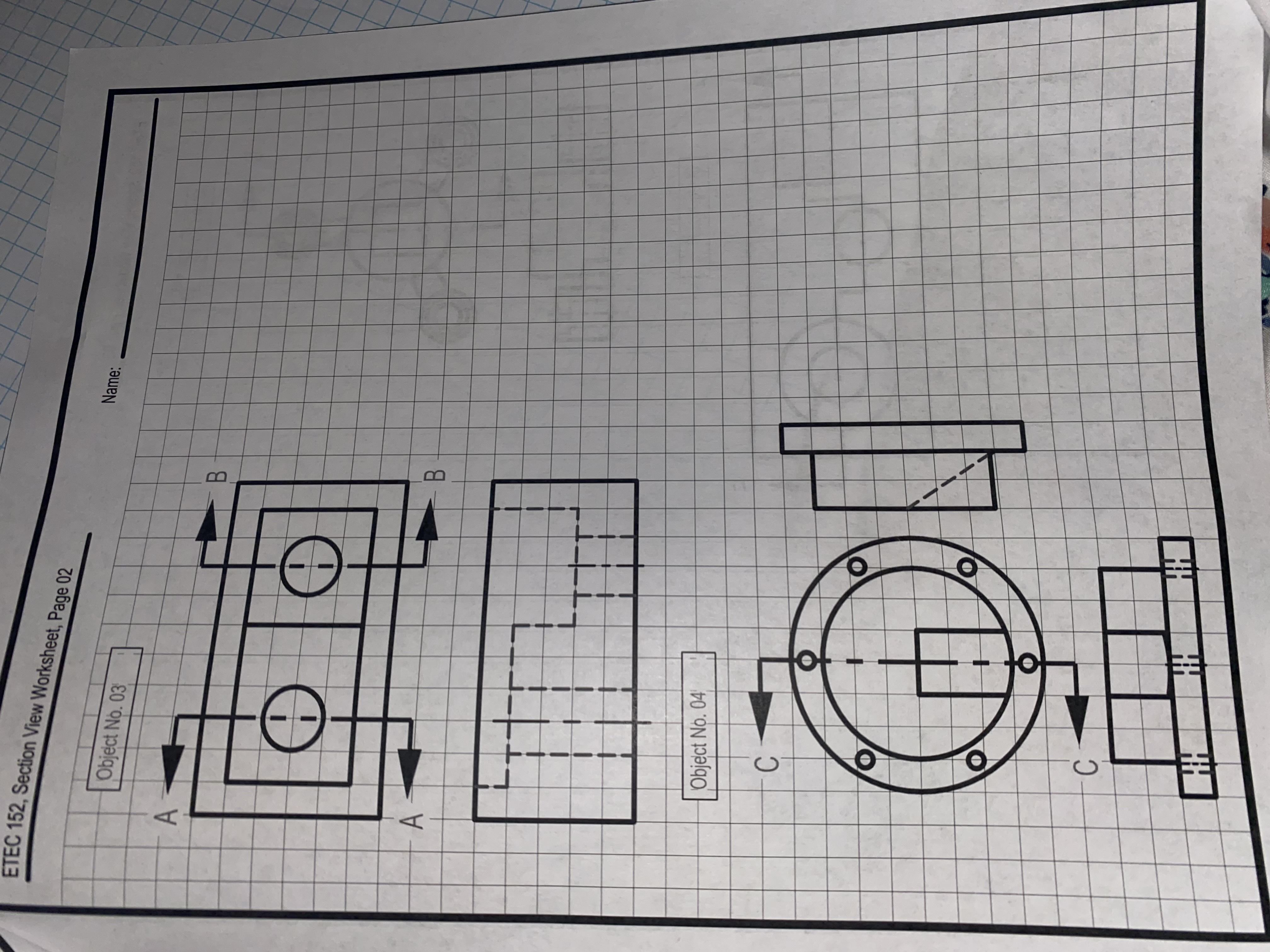 ETEC 152, Section View Worksheet, Page 02 Object No. | Chegg.com