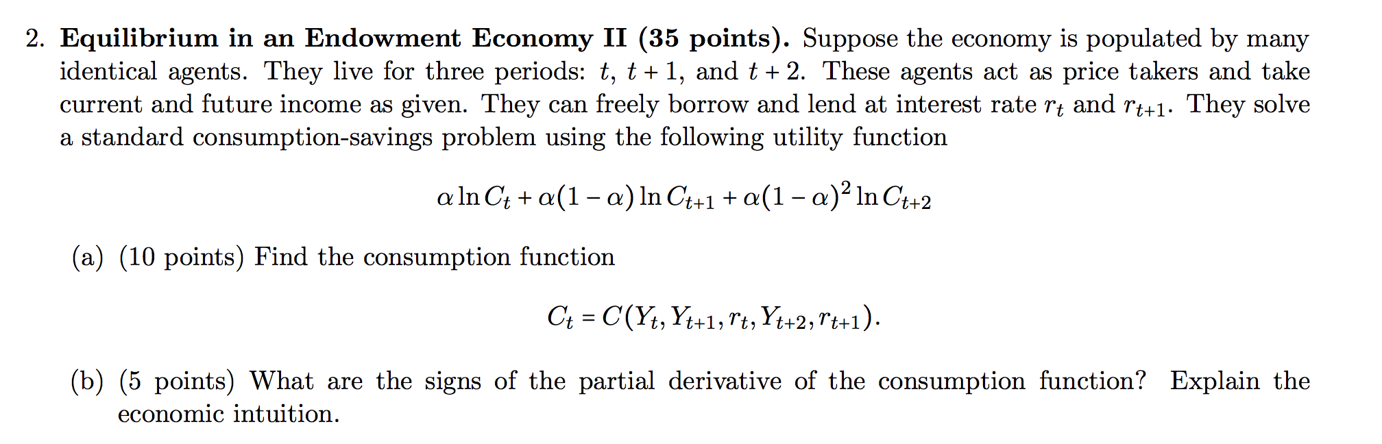 2. Equilibrium in an Endowment Economy II (35 | Chegg.com