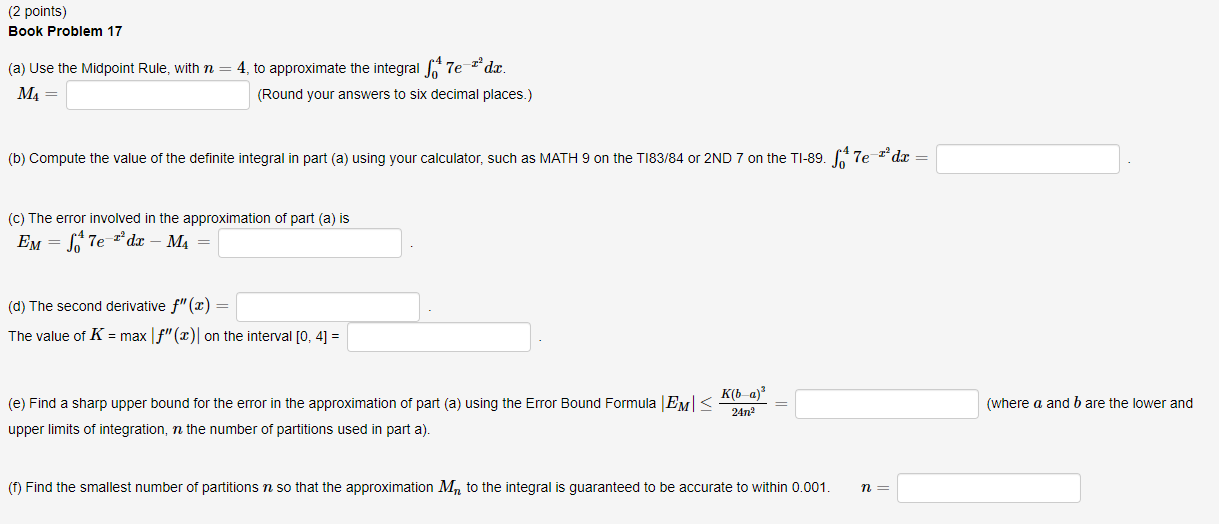 Solved Book Problem 17 (a) Use the Midpoint Rule, with n=4, | Chegg.com