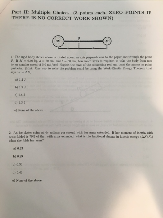 Solved Part II: Multiple Choice. (3 points each, ZERO POINTS | Chegg.com