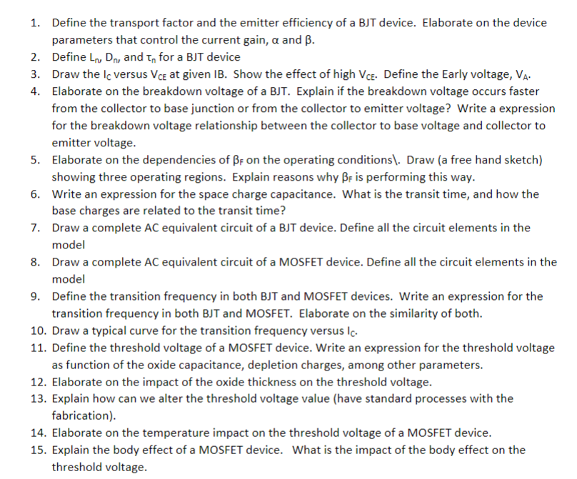 Solved 1. Define the transport factor and the emitter | Chegg.com