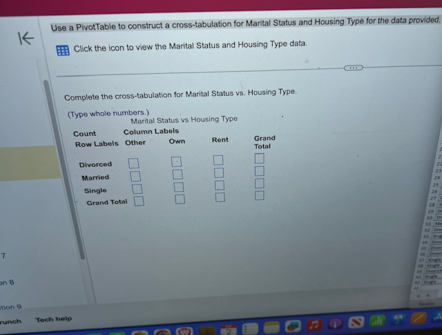 Use a PivotTable to construct a cross-tabulation for | Chegg.com