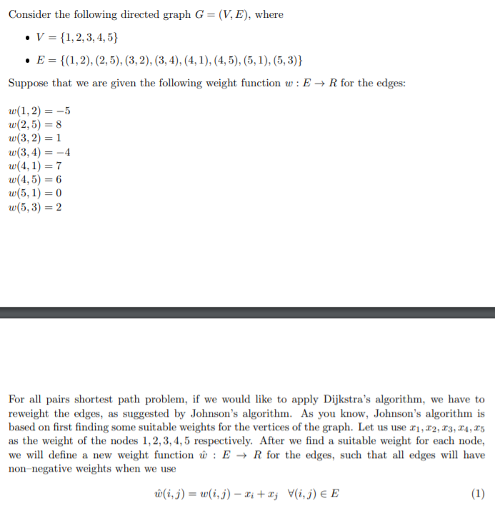 Solved . Consider the following directed graph G = (V, E), | Chegg.com