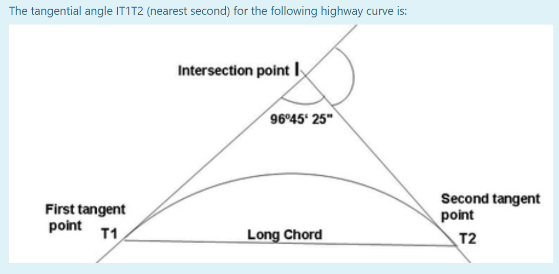 Solved The tangential angle IT1T2 (nearest second) for the | Chegg.com
