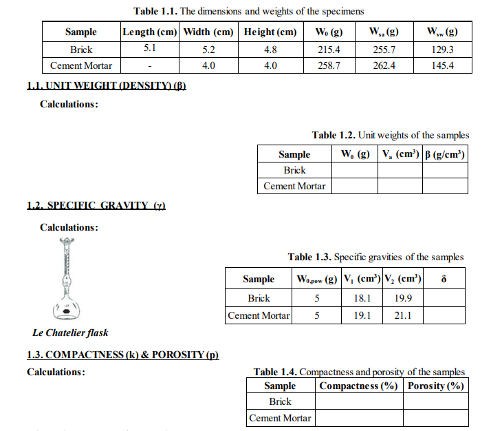 Solved Table 1.1. The dimensions and weights of the | Chegg.com