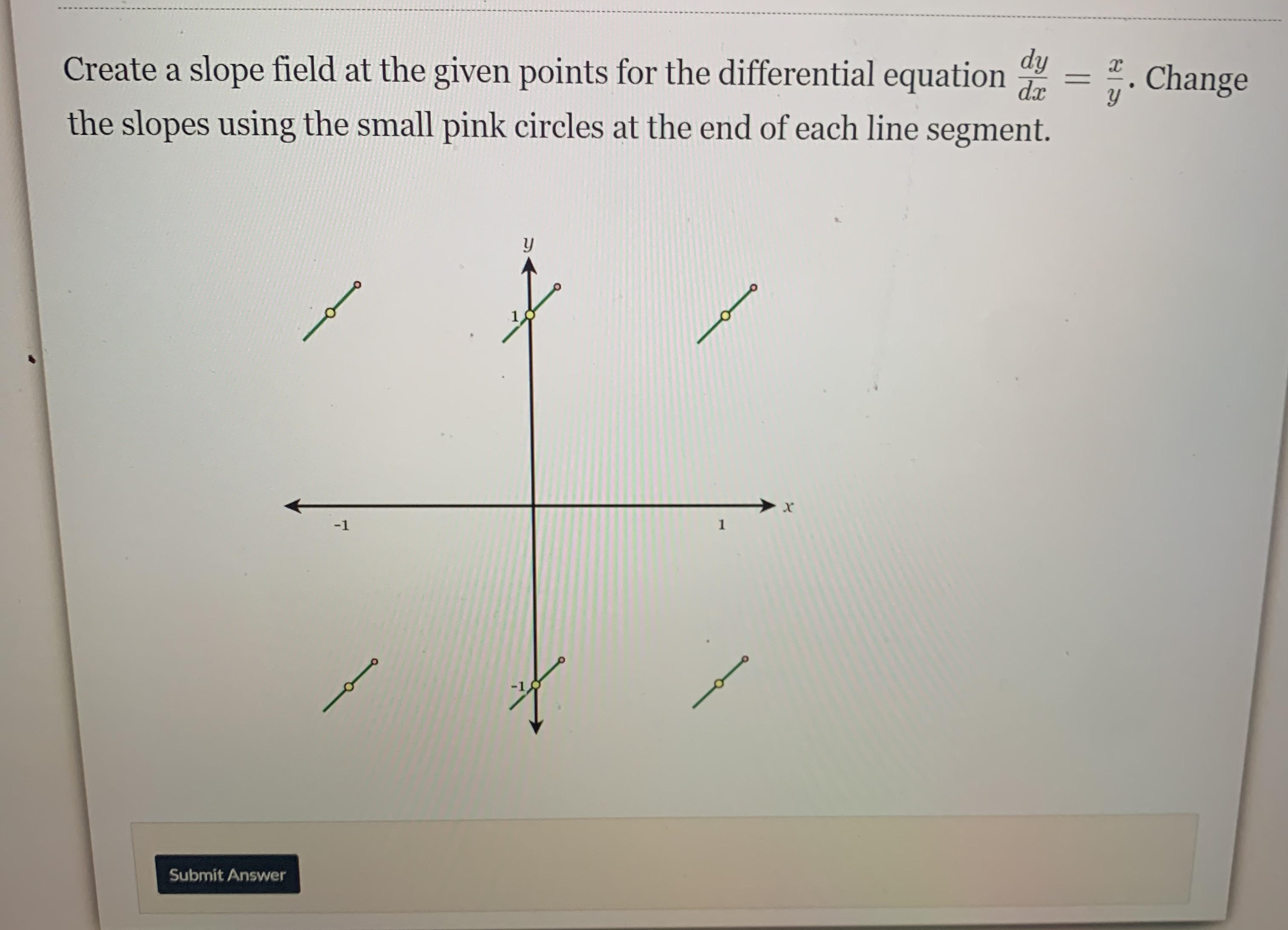 Solved Create a slope field at the given points for the | Chegg.com