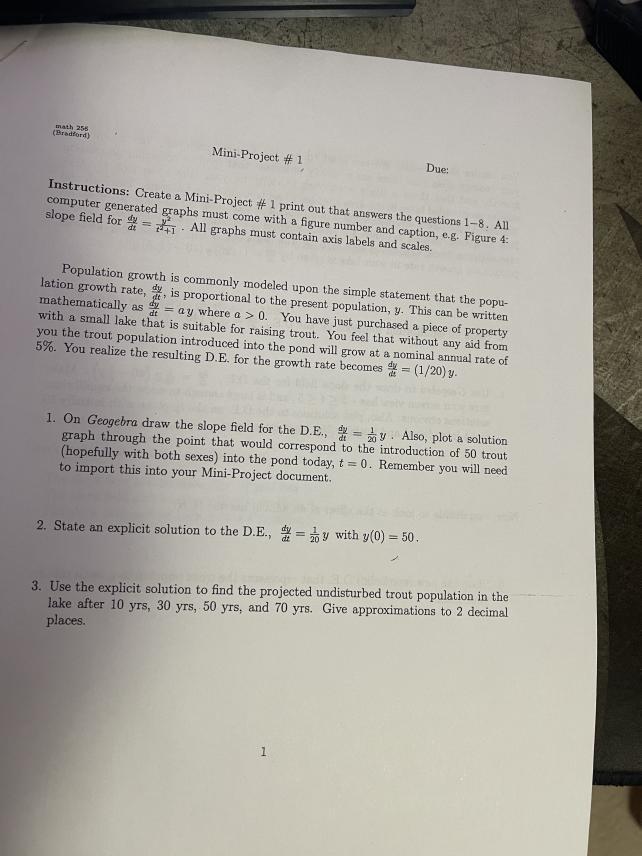 Instructions: Create a Mini-Project \# 1 print out | Chegg.com