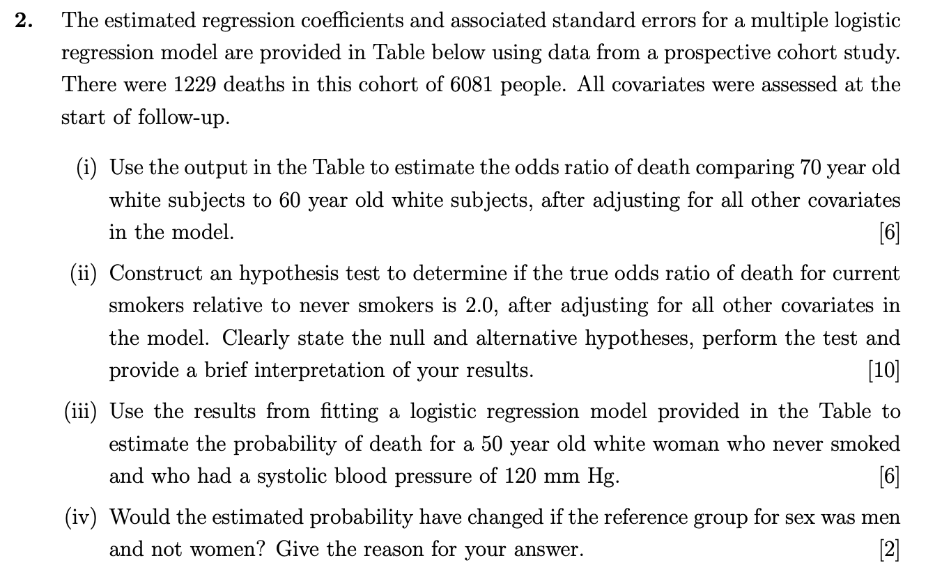 2. The estimated regression coefficients and | Chegg.com