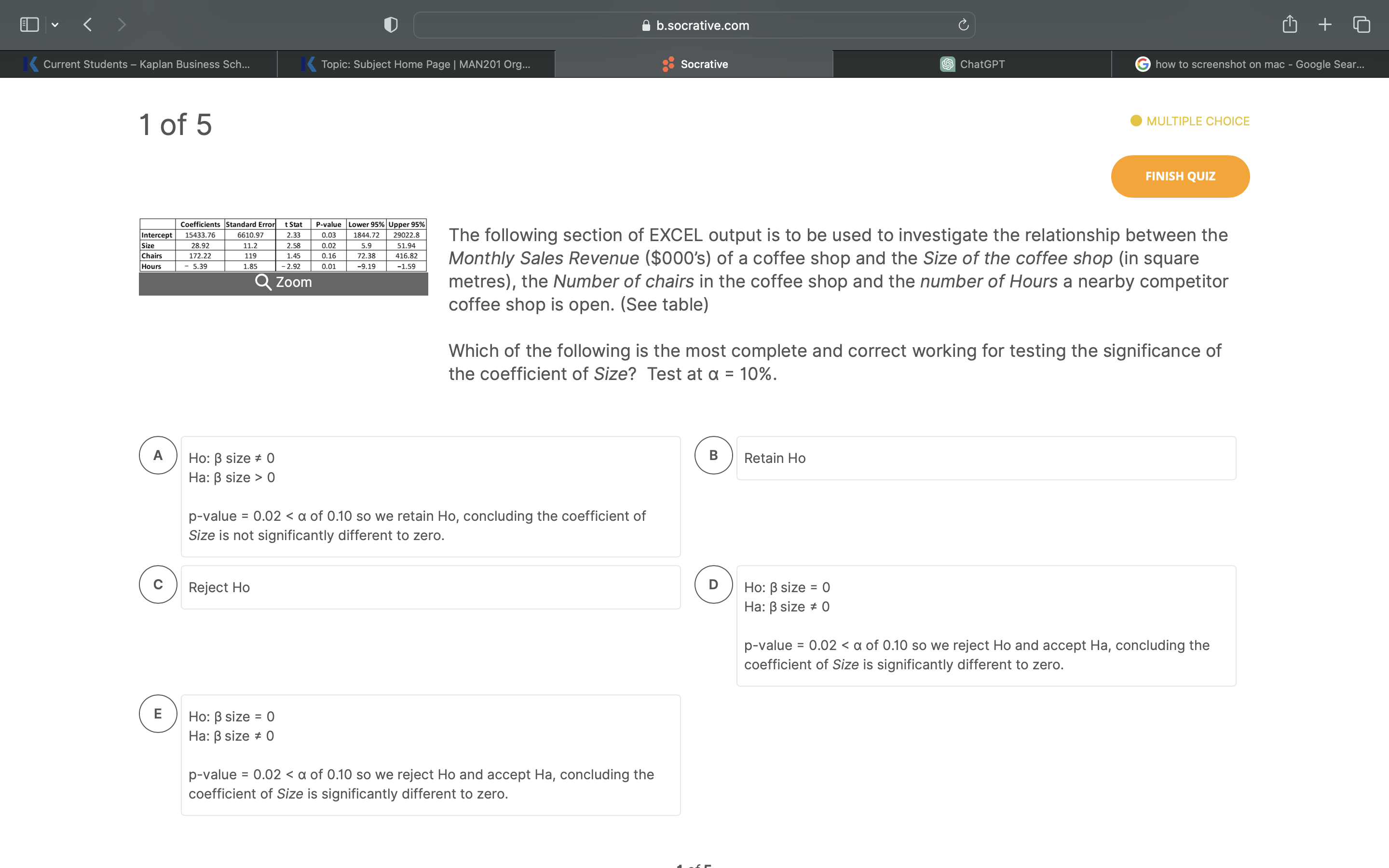 Solved The following section of EXCEL output is to be used | Chegg.com