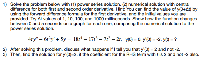 Solved 1) Solve the problem below with (1) power series | Chegg.com