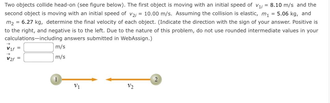Solved Two Objects Collide Head On See Figure Below The