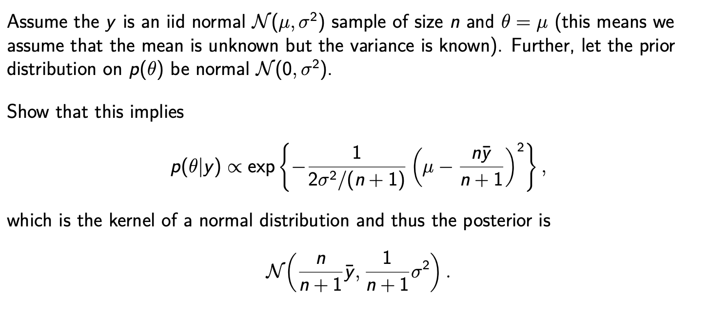 Solved = Assume the y is an iid normal N(u,02) sample of | Chegg.com
