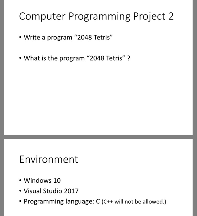 Computer Programming Project 2 Write a program "2048 | Chegg.com