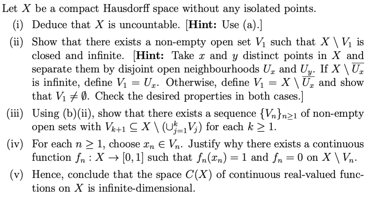 Solved Let X Be A Compact Hausdorff Space Without Any