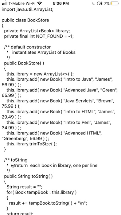Solved Part 2 Implement the following methods in the | Chegg.com