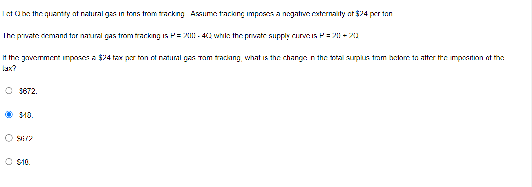 Solved Let Q be the quantity of natural gas in tons from | Chegg.com
