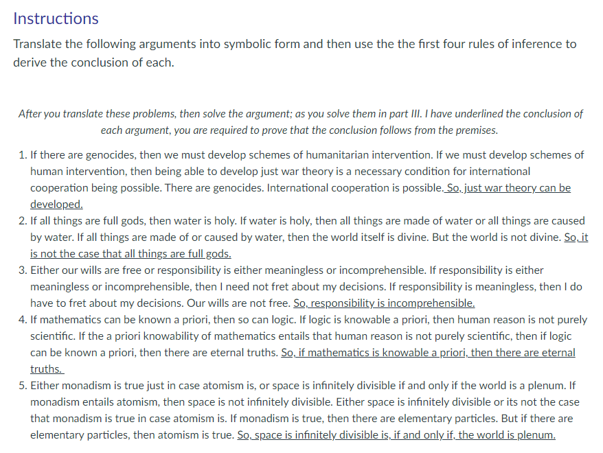 Solved Translate the following arguments into symbolic form | Chegg.com