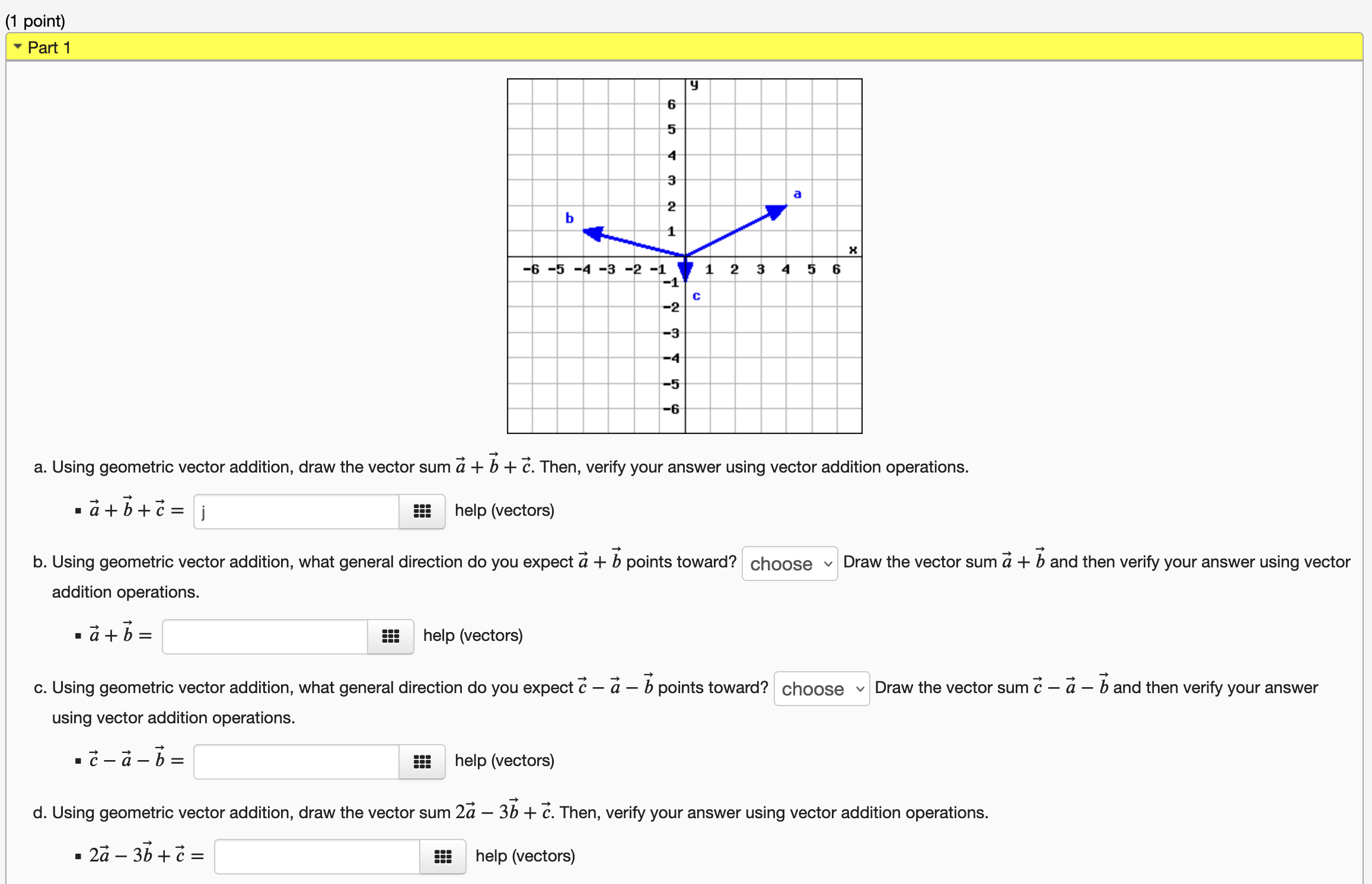 Solved a. Using geometric vector addition, draw the vector | Chegg.com