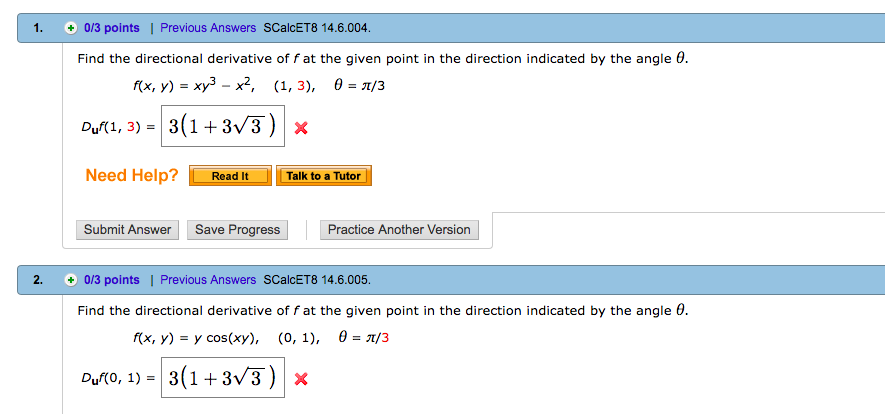 Solved 1. 0/3 points | Previous Answers SCalcET8 14.6.004 | Chegg.com