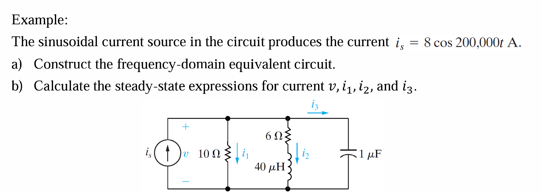 Solved Example:The sinusoidal current source in ﻿the circuit | Chegg.com