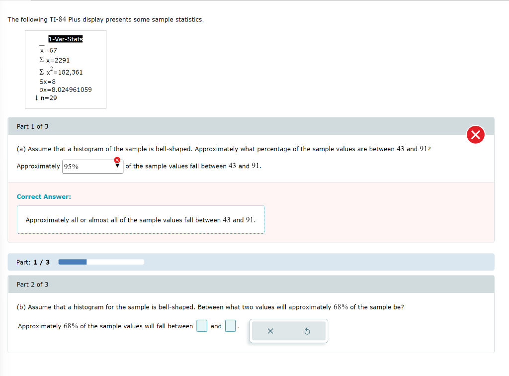 Solved The following TI- 84 Plus display presents some | Chegg.com