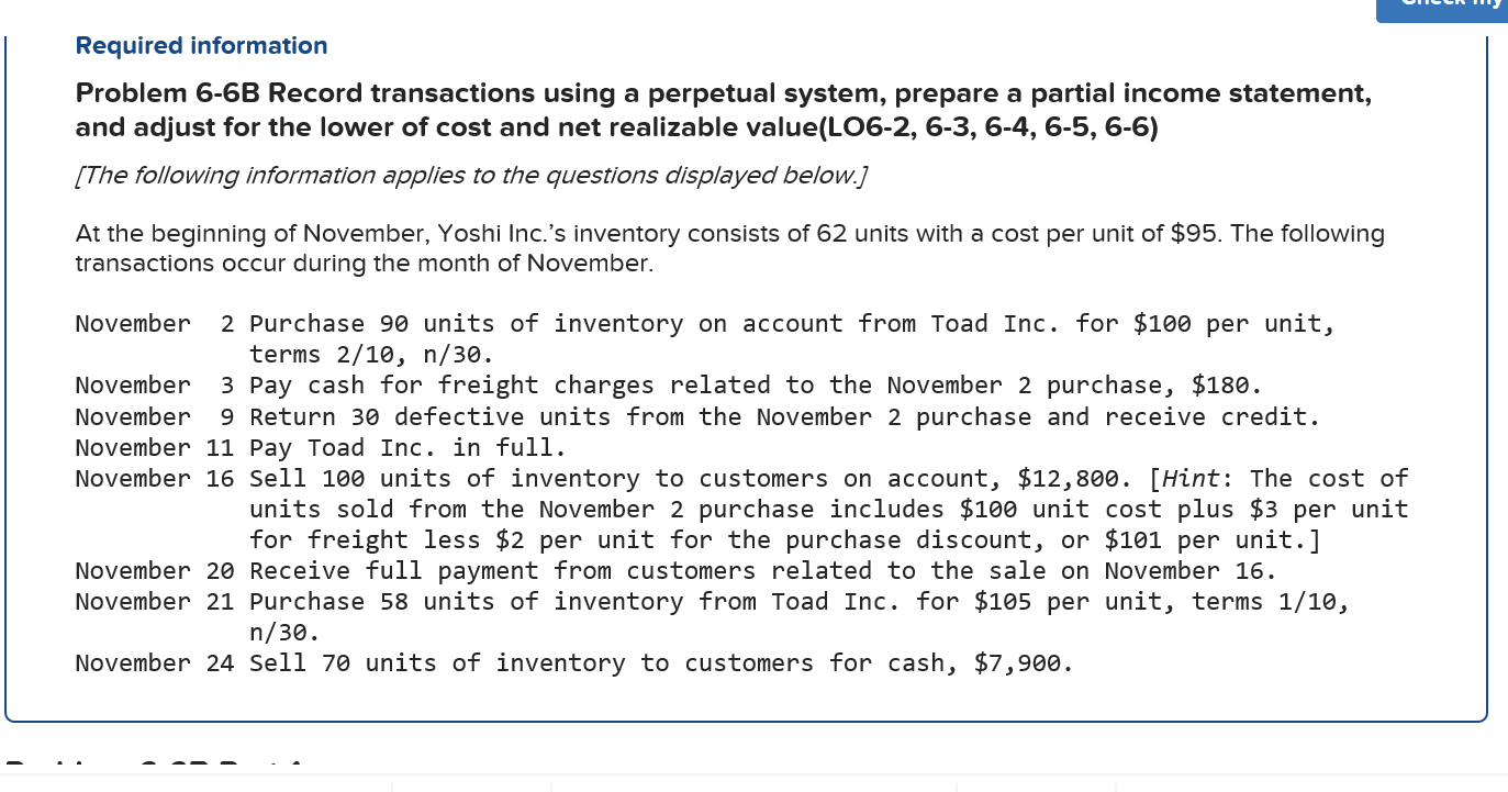 Solved Problem 6-6B Record transactions using a | Chegg.com