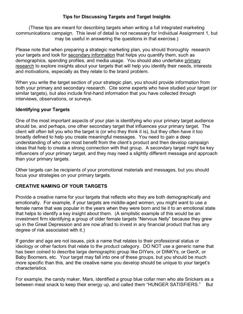 Individual Activity 1 - Targeting Exercise for | Chegg.com