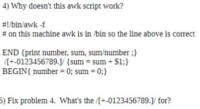 Solved ) Why doesn't this awk script work? #1/bin/awk-f # on | Chegg.com