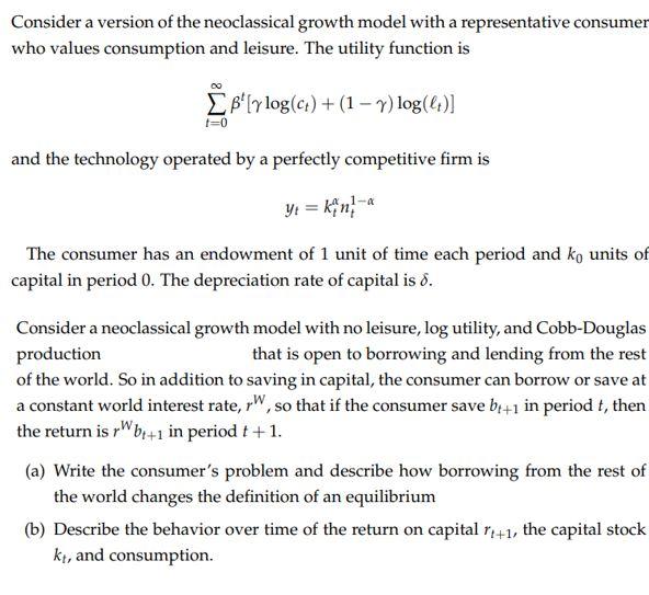 Solved Consider a version of the neoclassical growth model | Chegg.com
