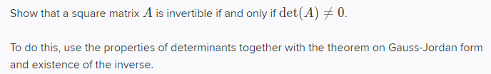 Solved Show that a square matrix A is invertible if and only | Chegg.com