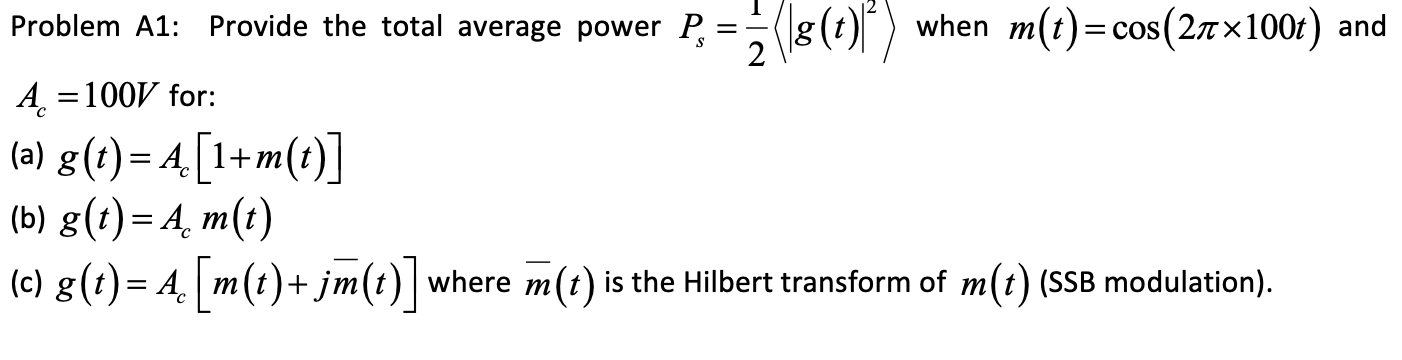 Solved Problem A1: Provide the total average power | Chegg.com