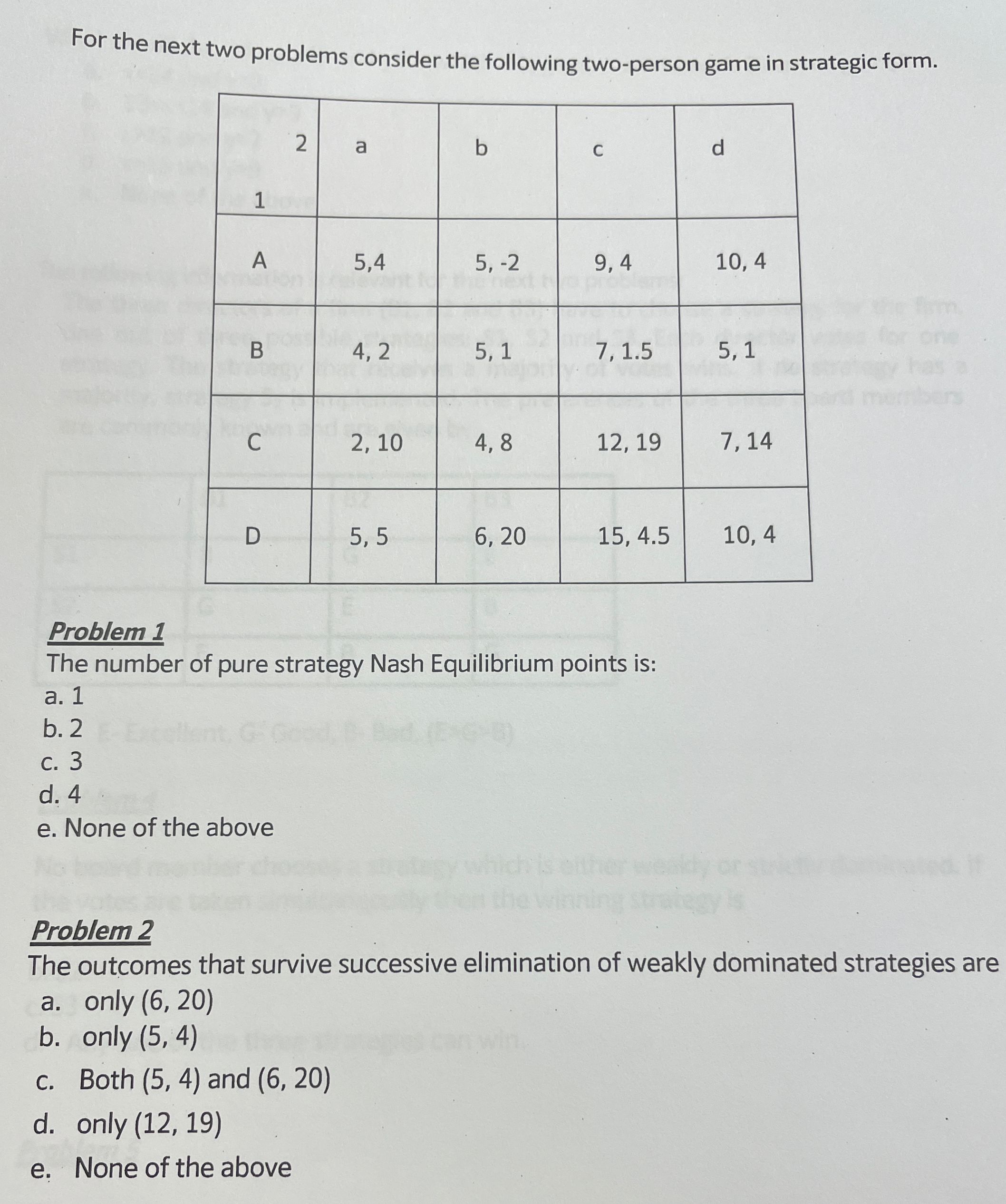 Solved For the next two problems consider the following | Chegg.com