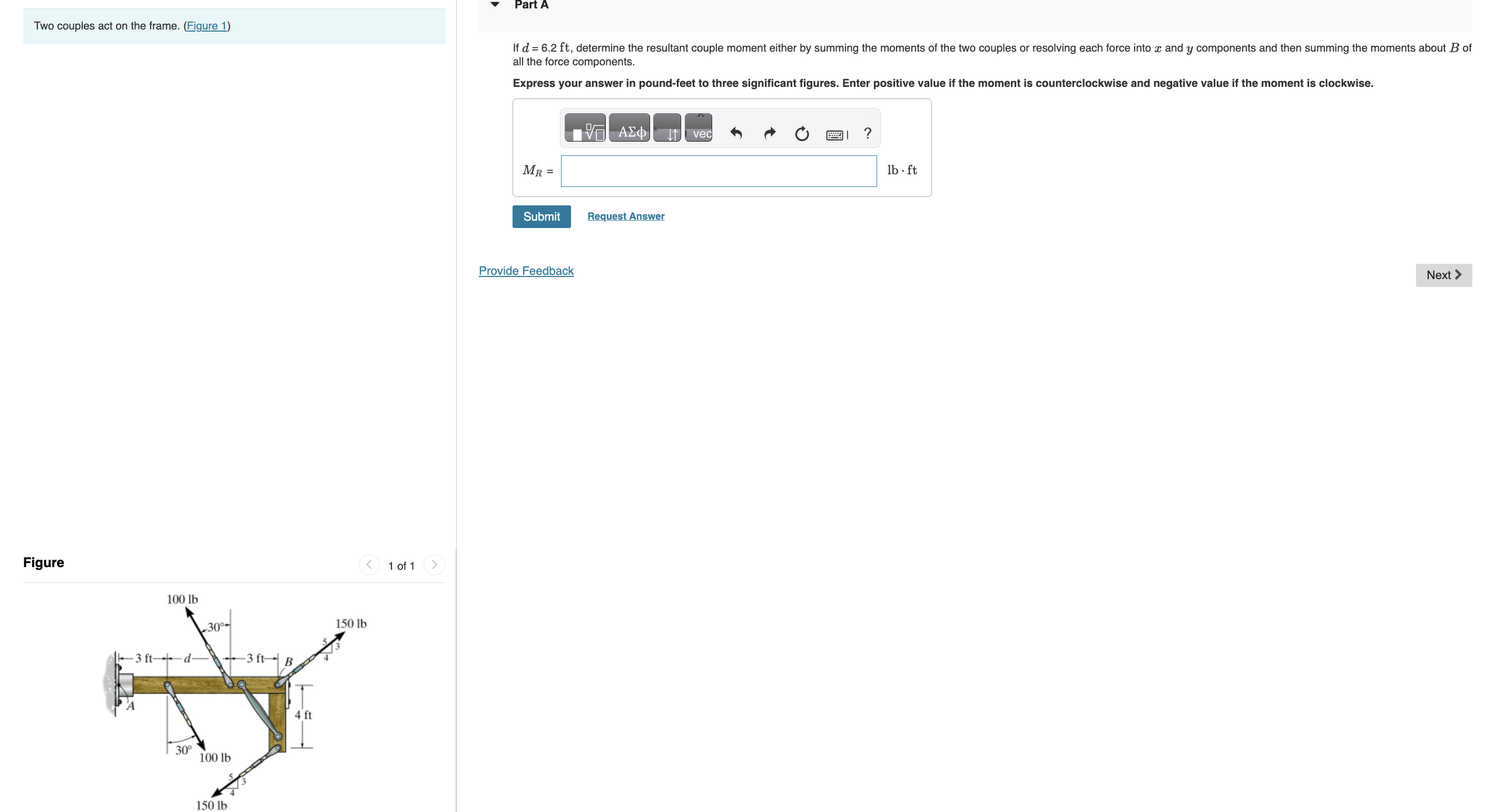 Solved Two couples act on the frame. (Figure 1) ﻿all the | Chegg.com