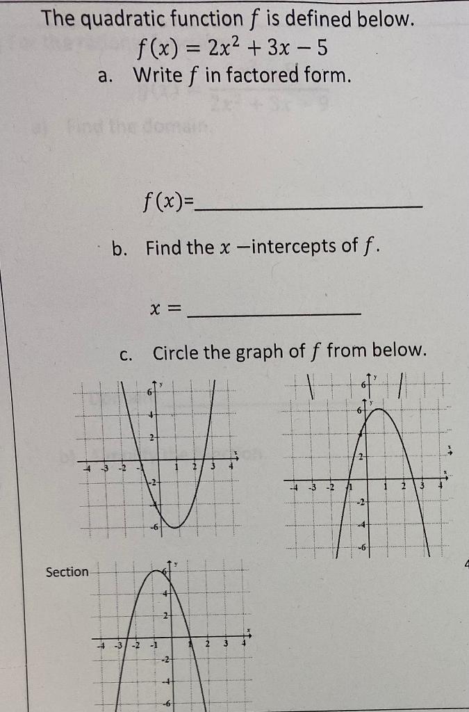 Solved The quadratic function f is defined below. f(x) = 2x2 | Chegg.com