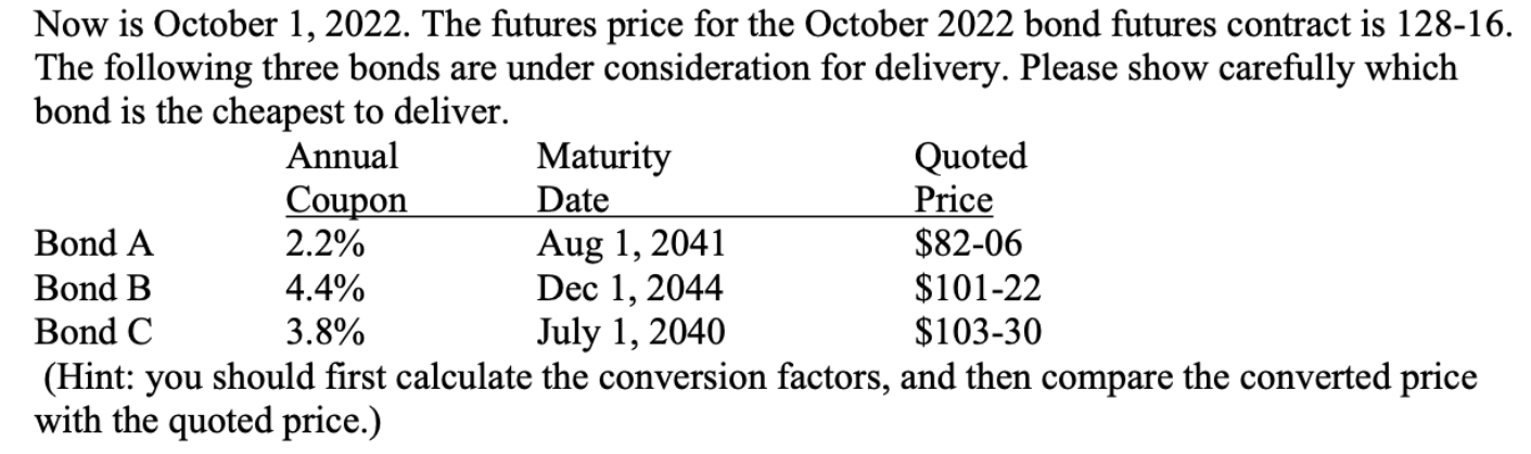 Solved Now is October 1,2022 . The futures price for the | Chegg.com