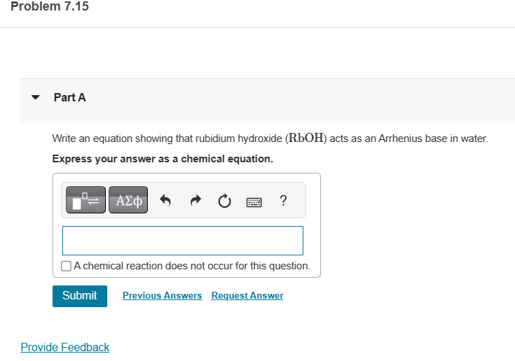 Solved Write an equation showing that rubidium hydroxide | Chegg.com