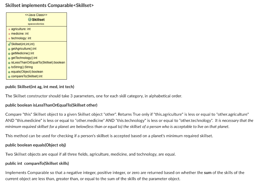 Solved Skillset implements Comparable Skillset | Chegg.com