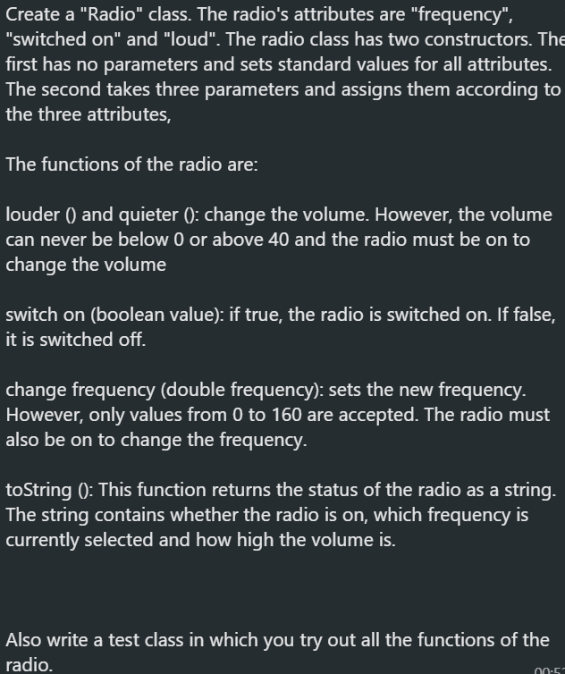 Solved Create a "Radio" class. The radio's attributes are | Chegg.com