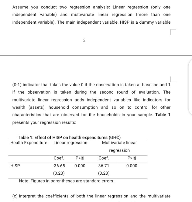 Solved Assume you conduct two regression analysis: Linear | Chegg.com