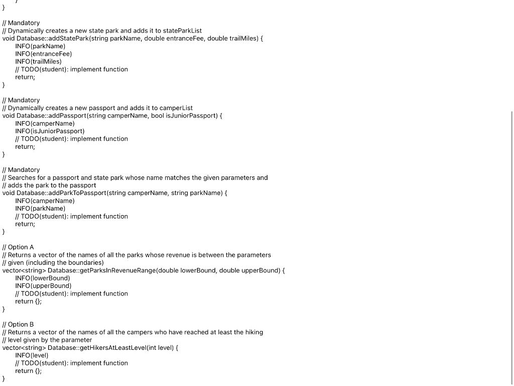 // Class file for Database class #include | Chegg.com