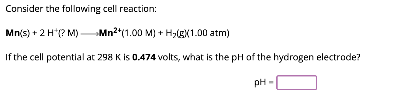 Solved Consider the following cell reaction: | Chegg.com
