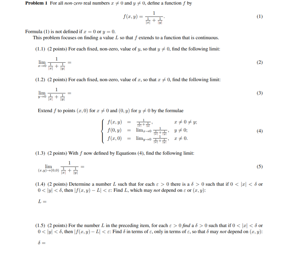 Solved Problem 1 For all non-zero real numbers x 70 and y = | Chegg.com