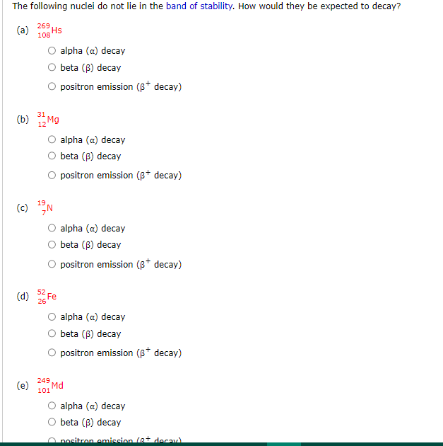 Solved The following nuclei do not lie in the band of | Chegg.com