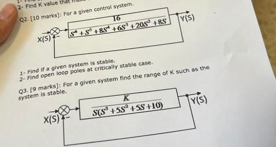 2 - Find K value tha Q2. 1. Find if a given system is | Chegg.com