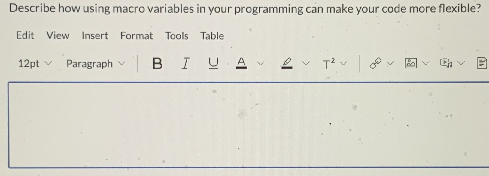 Solved Describe how using macro variables in your | Chegg.com