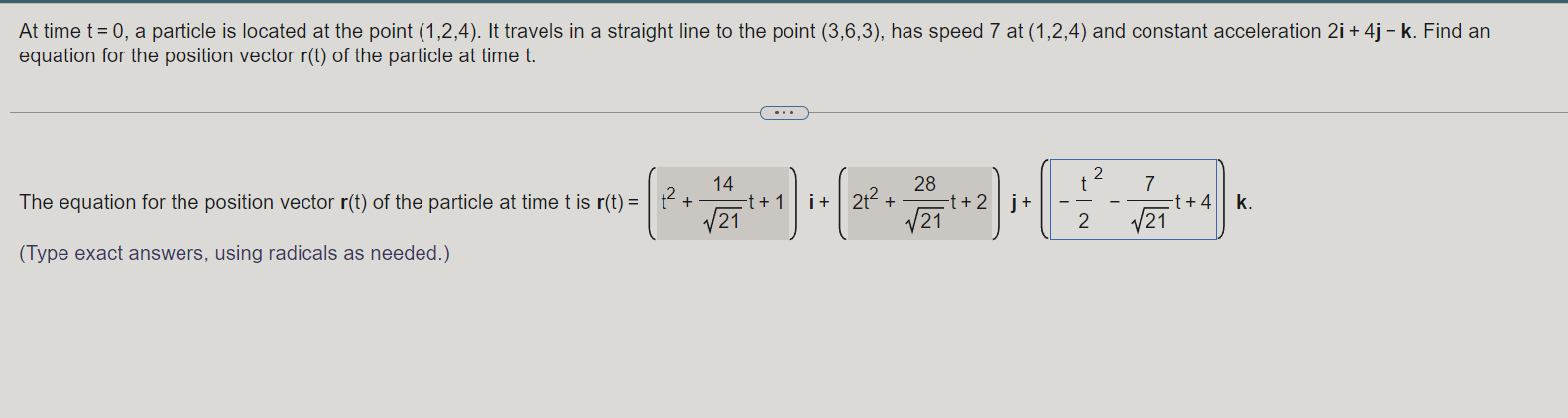 Solved At time t=0, a particle is located at the point | Chegg.com