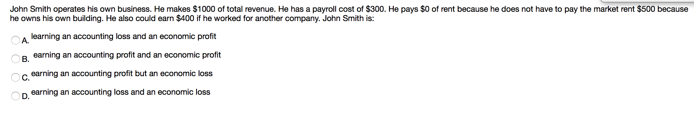 Solved John Smith operates his own business. He makes $1000 | Chegg.com