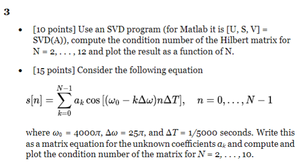 Solved 3[10 ﻿points] ﻿Use an SVD program (for Matlab it is | Chegg.com